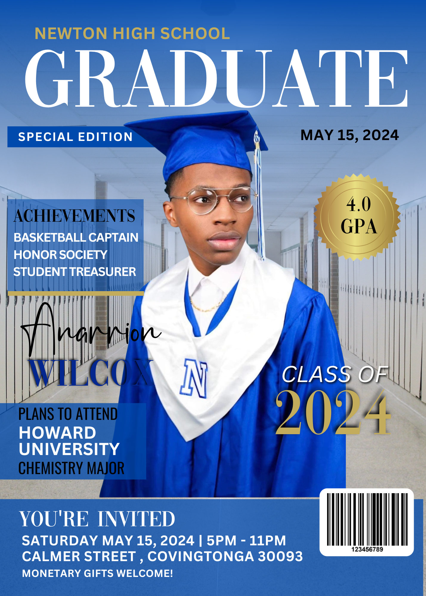 Canva Editable Graduation Invitation Template - Etsy