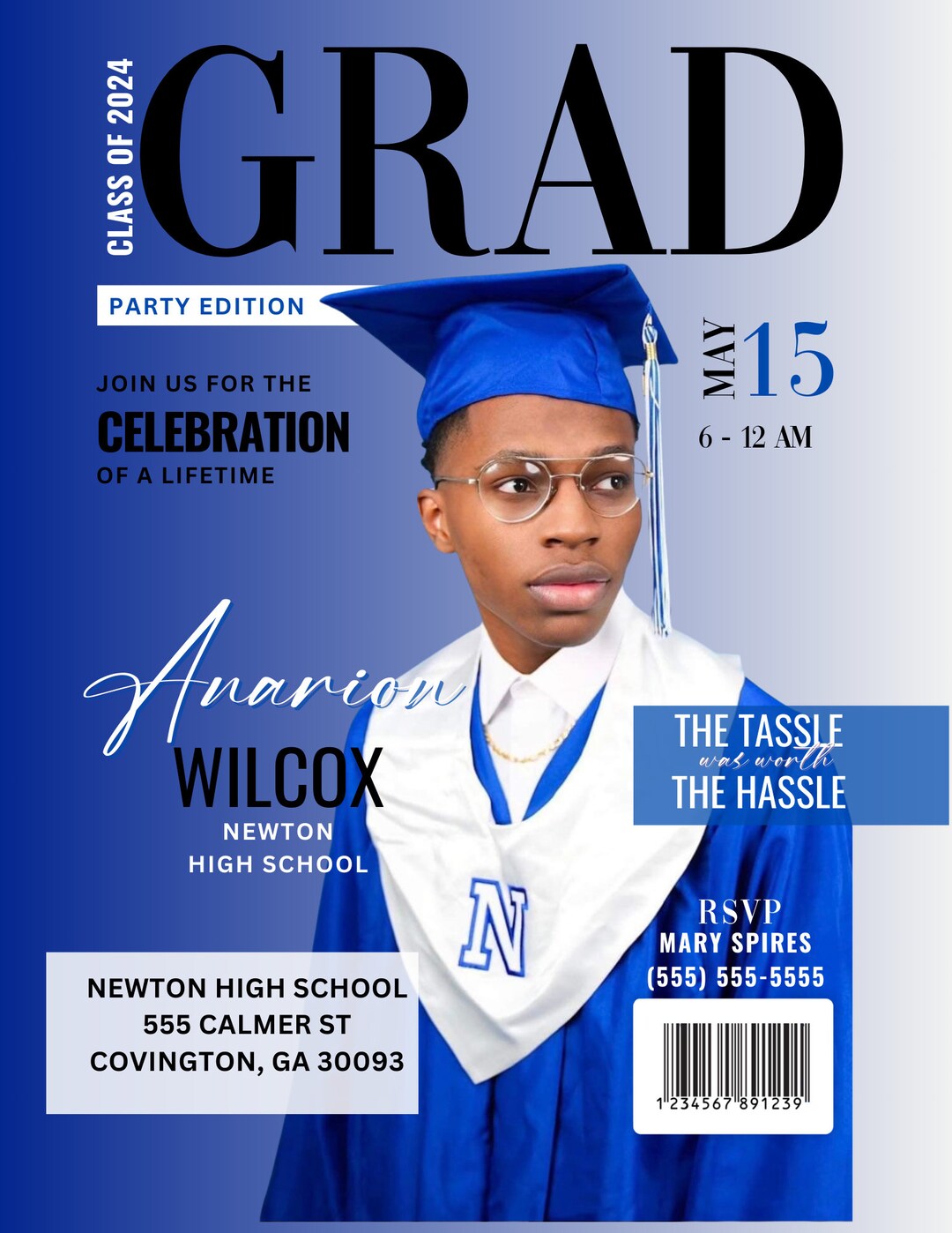 Senior Magazine Template, Graduation 2024 Grad, Senior, Editable Canva ...