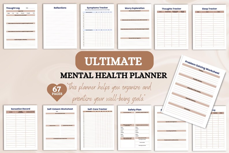 Mental Health Planner, Self Care Journal, Mindfulness Notebook, Anxiety ...