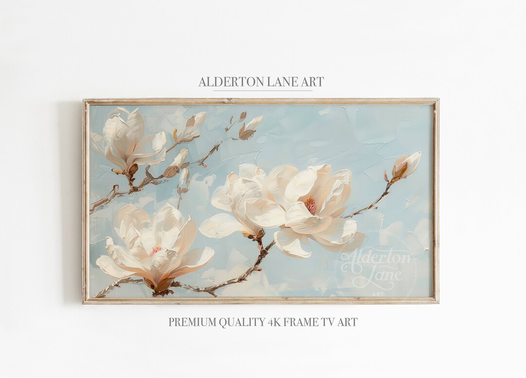 Spring Magnolia Oil Painting, Spring Flowers, Pastel Textured Magnolia ...