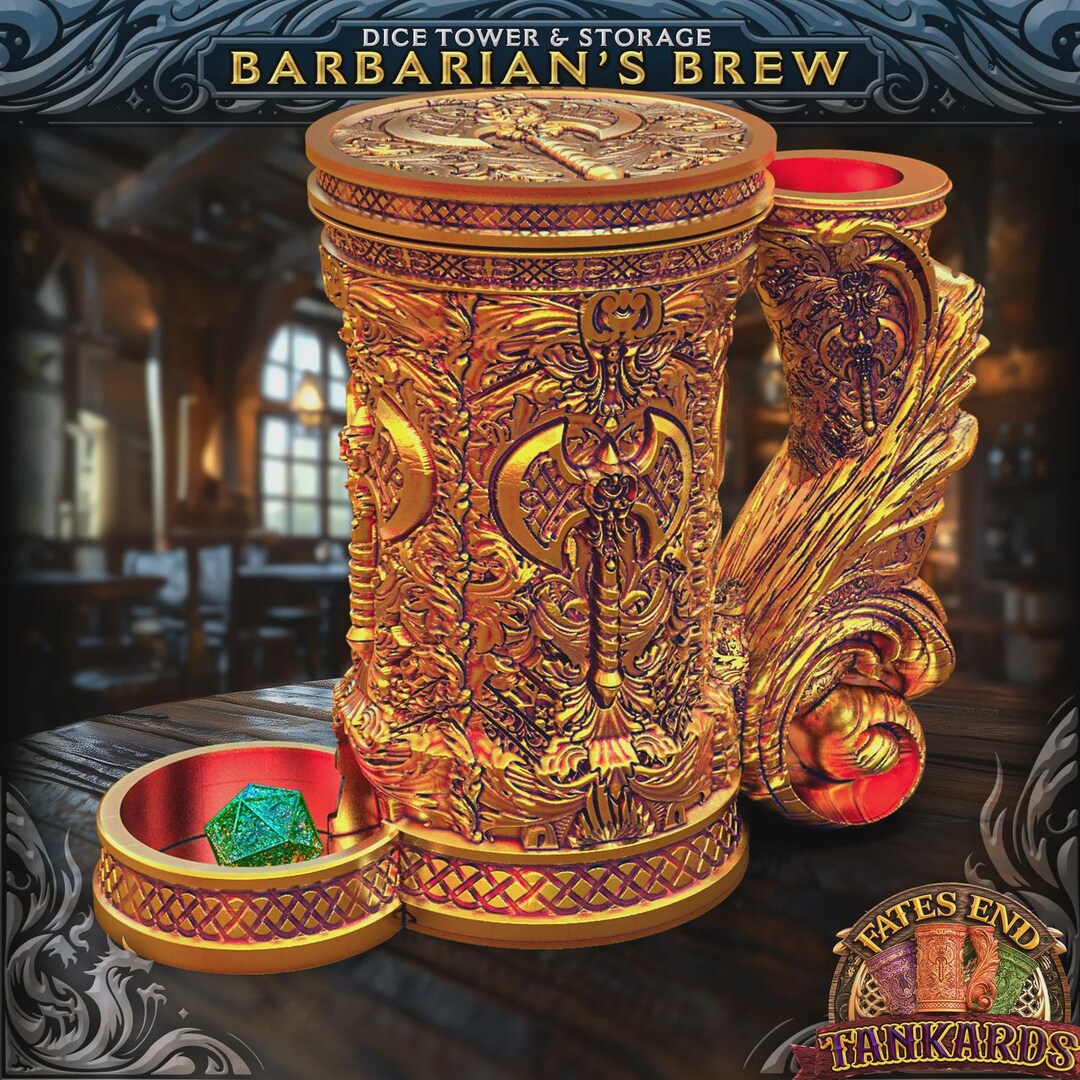 DND Barbarian’s Flask Dice Tower | Dice Storage Tankard + Drinks Holder ...