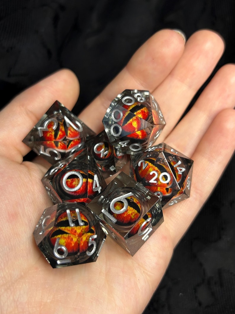 Eye of the Dark Lord | Liquid Core Sharp-edge D&D Polyhedral Dice Set ...