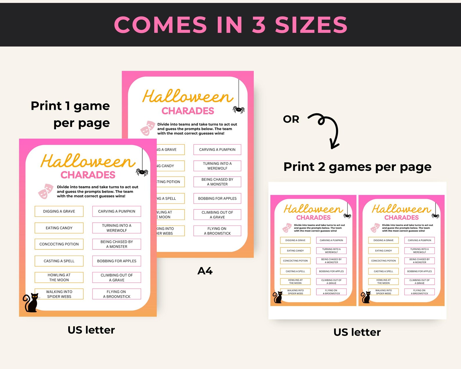 Printable Halloween Charades Game | Halloween Themed Activity ...