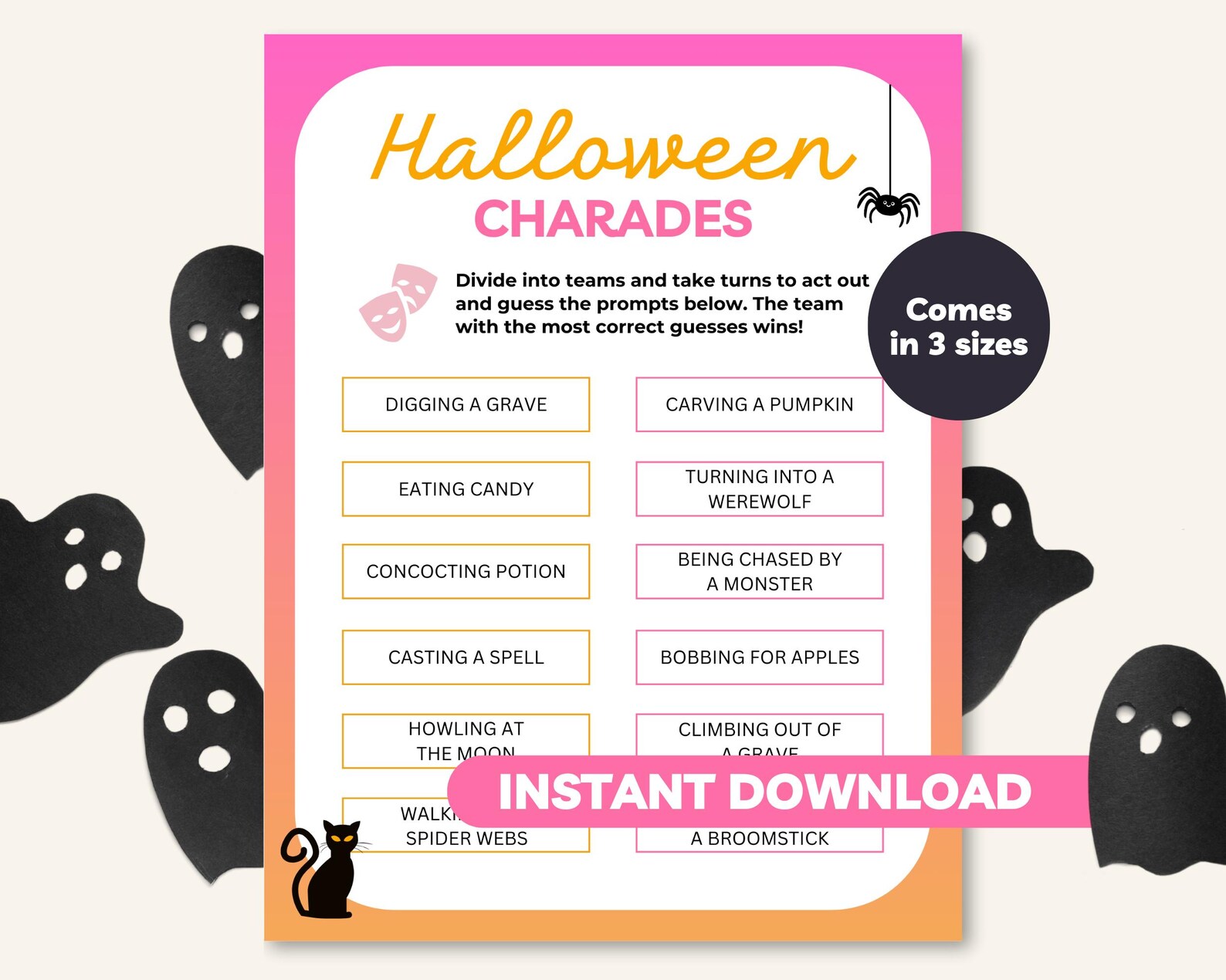 Printable Halloween Charades Game | Halloween Themed Activity ...