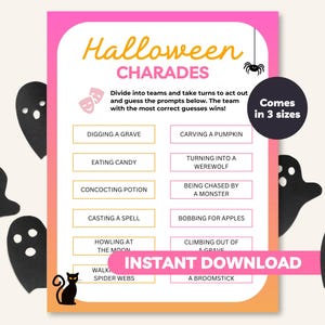 Printable Halloween Charades Game | Halloween Themed Activity ...