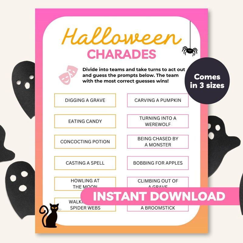Halloween Charades Games - Etsy
