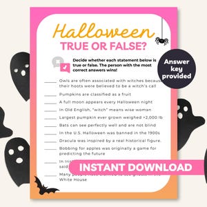 Printable Halloween True or False Game With Answers | Halloween Party ...