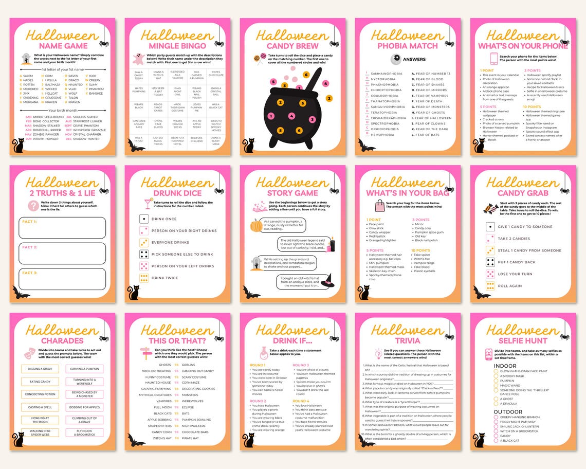 Printable Halloween Party Games Bundle for Kids, Teens and Adults ...