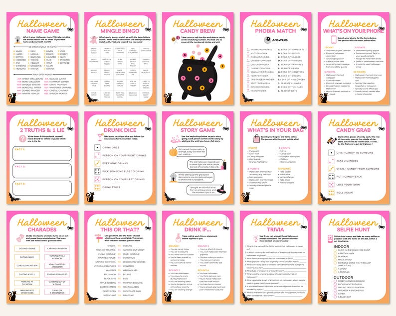 Printable Halloween Party Games Bundle for Kids, Teens and Adults ...