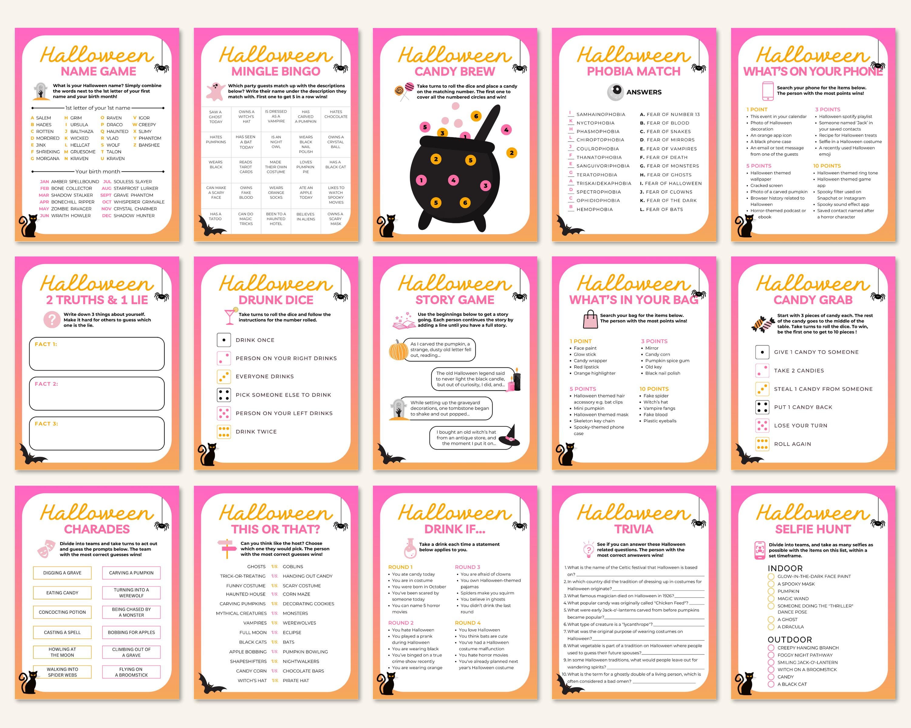 Printable Halloween Party Games Bundle for Kids, Teens and Adults ...