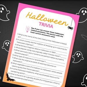 Printable Halloween Trivia Party Game With Answers, Fun Spooky Quiz ...