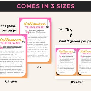 Printable Halloween True or False Game With Answers | Halloween Party ...