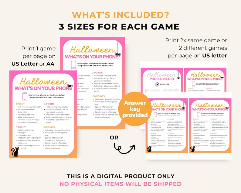 Printable Halloween Party Games Bundle for Kids, Teens and Adults ...