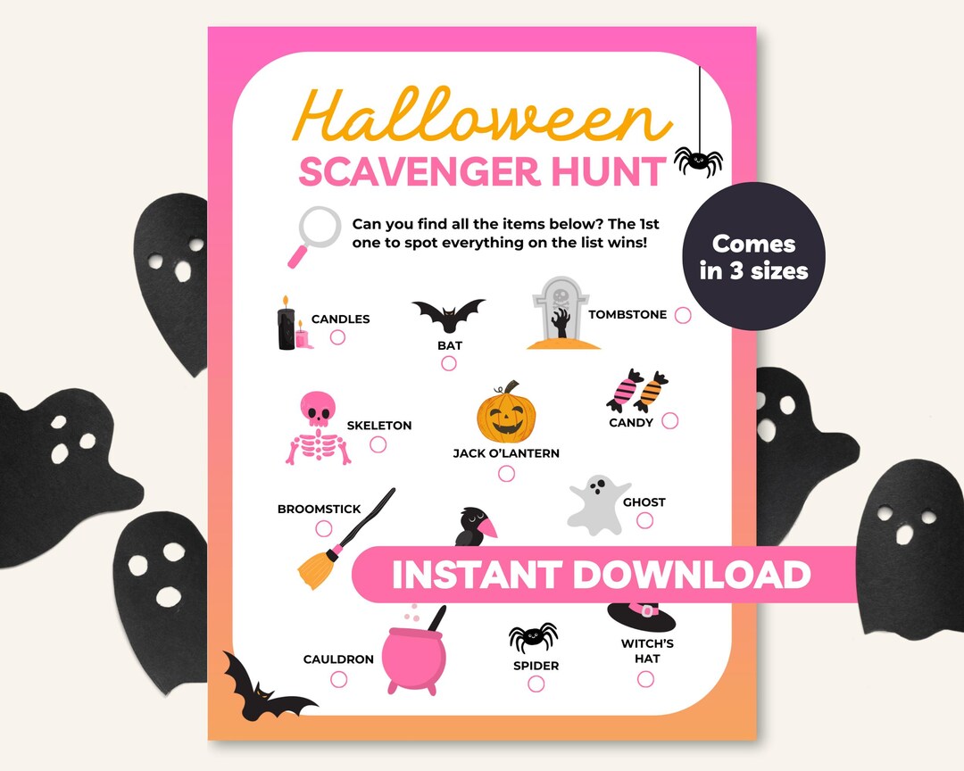Printable Halloween Scavenger Hunt Game | Halloween Themed Activity ...