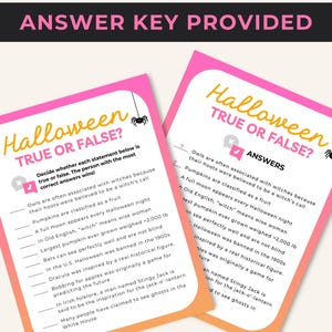 Printable Halloween True or False Game With Answers | Halloween Party ...