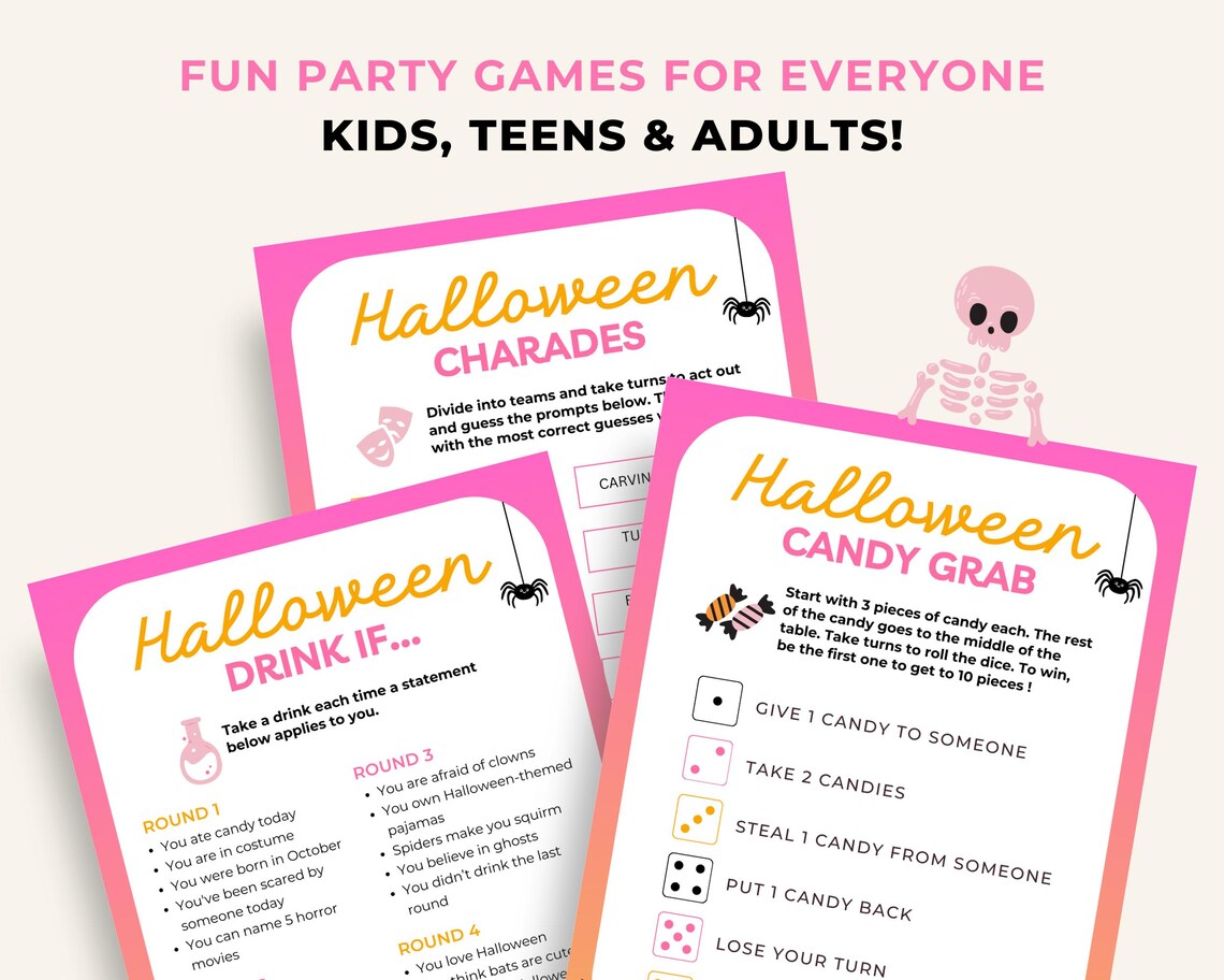 Printable Halloween Party Games Bundle for Kids, Teens and Adults ...