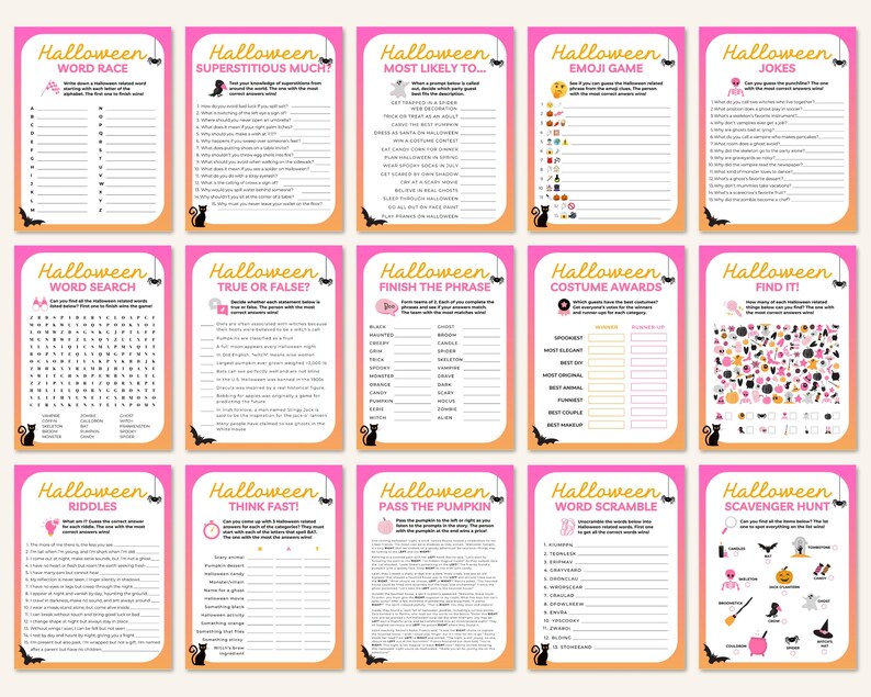 Printable Halloween Party Games Bundle for Kids, Teens and Adults ...