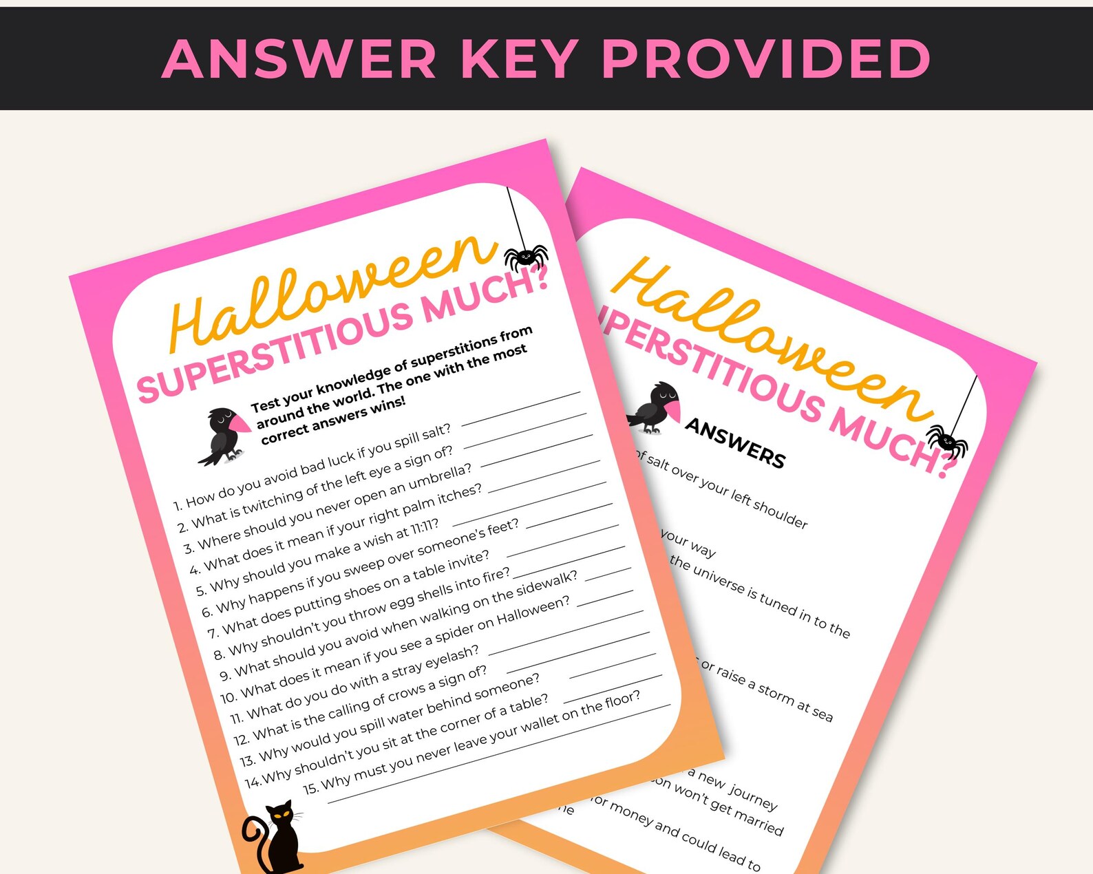 Printable Halloween Superstition Trivia Game With Answers | How ...