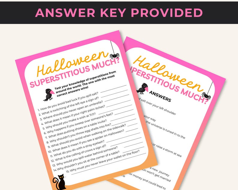 Printable Halloween Superstition Trivia Game With Answers | How ...