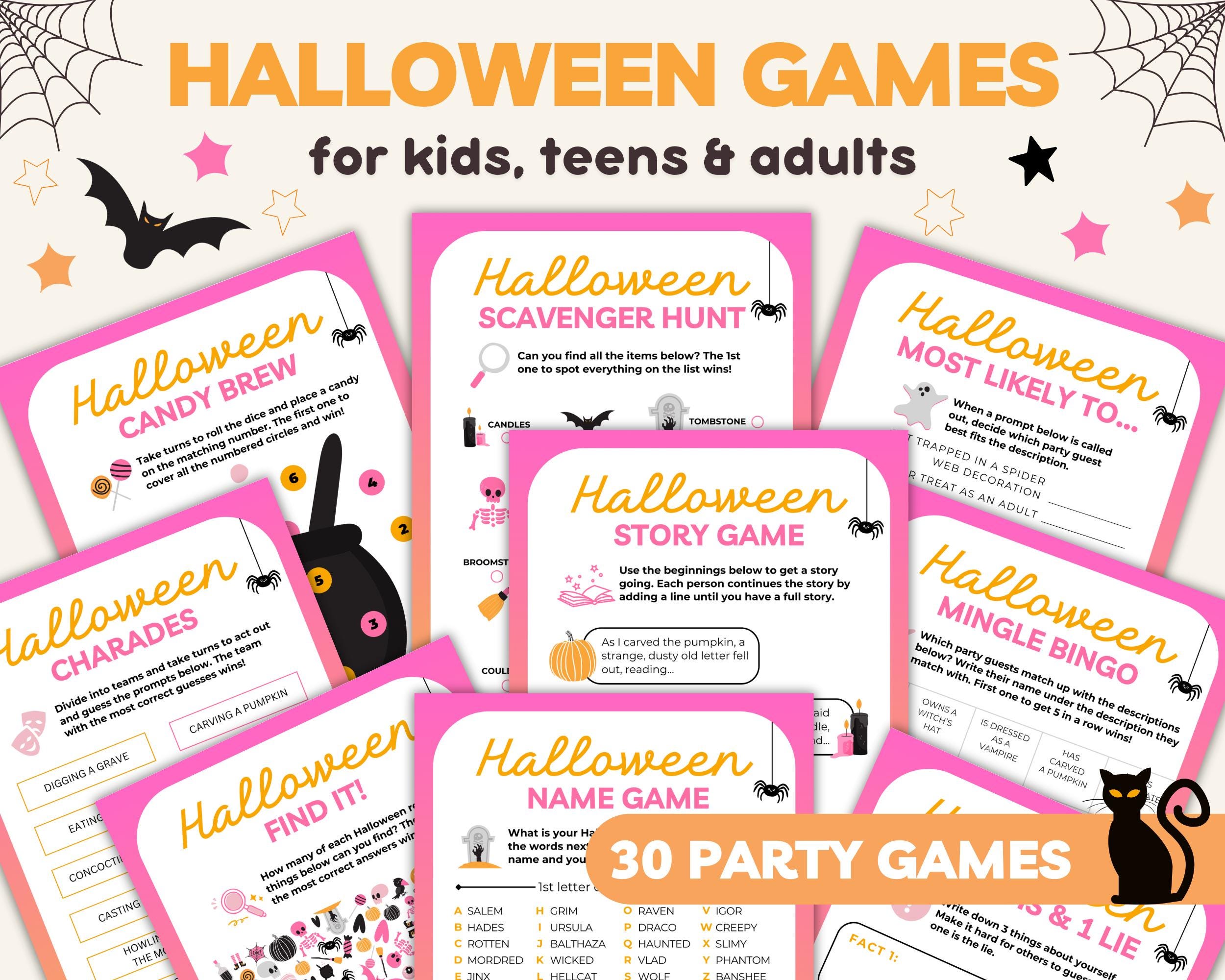 Printable Halloween Party Games Bundle for Kids, Teens and Adults ...
