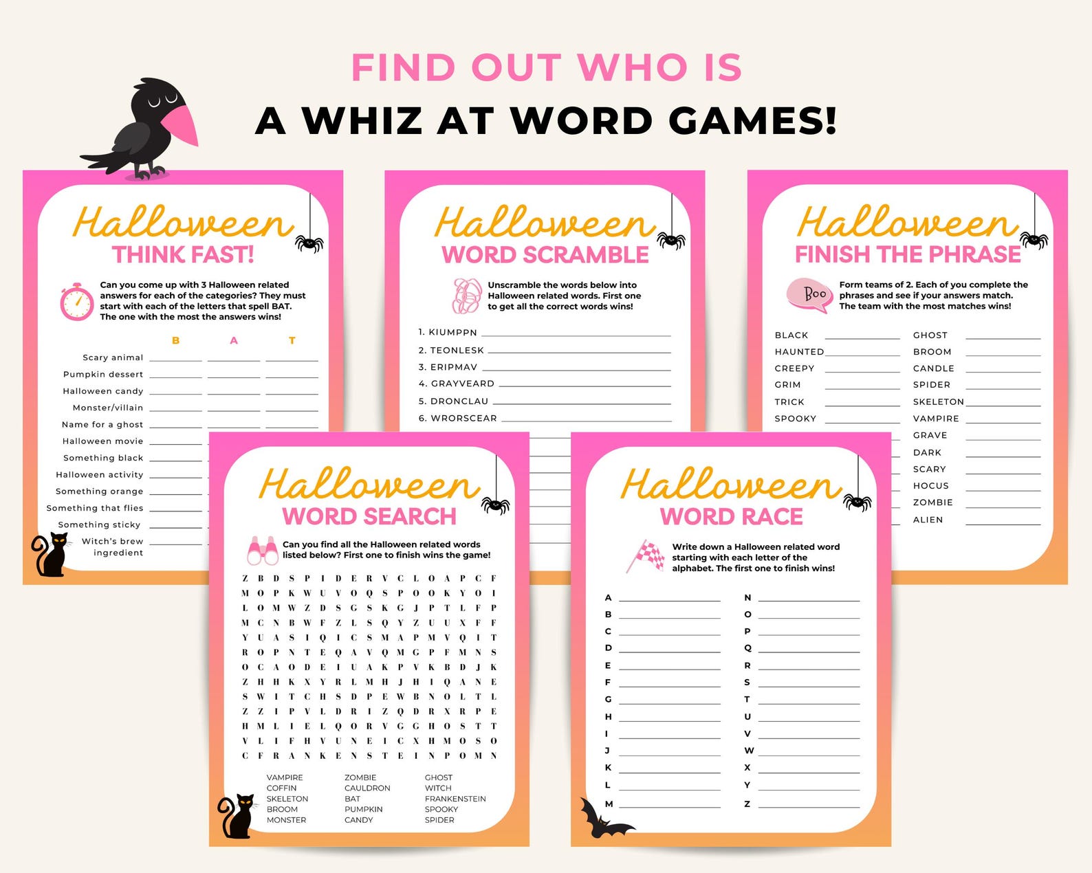 Printable Halloween Party Games Bundle for Kids, Teens and Adults ...
