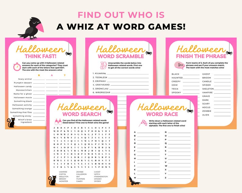 Printable Halloween Party Games Bundle for Kids, Teens and Adults ...