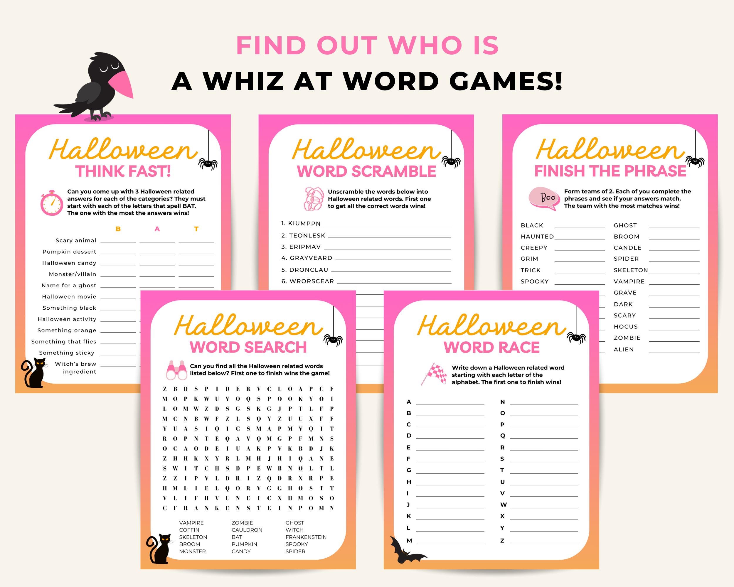 Printable Halloween Party Games Bundle for Kids, Teens and Adults ...