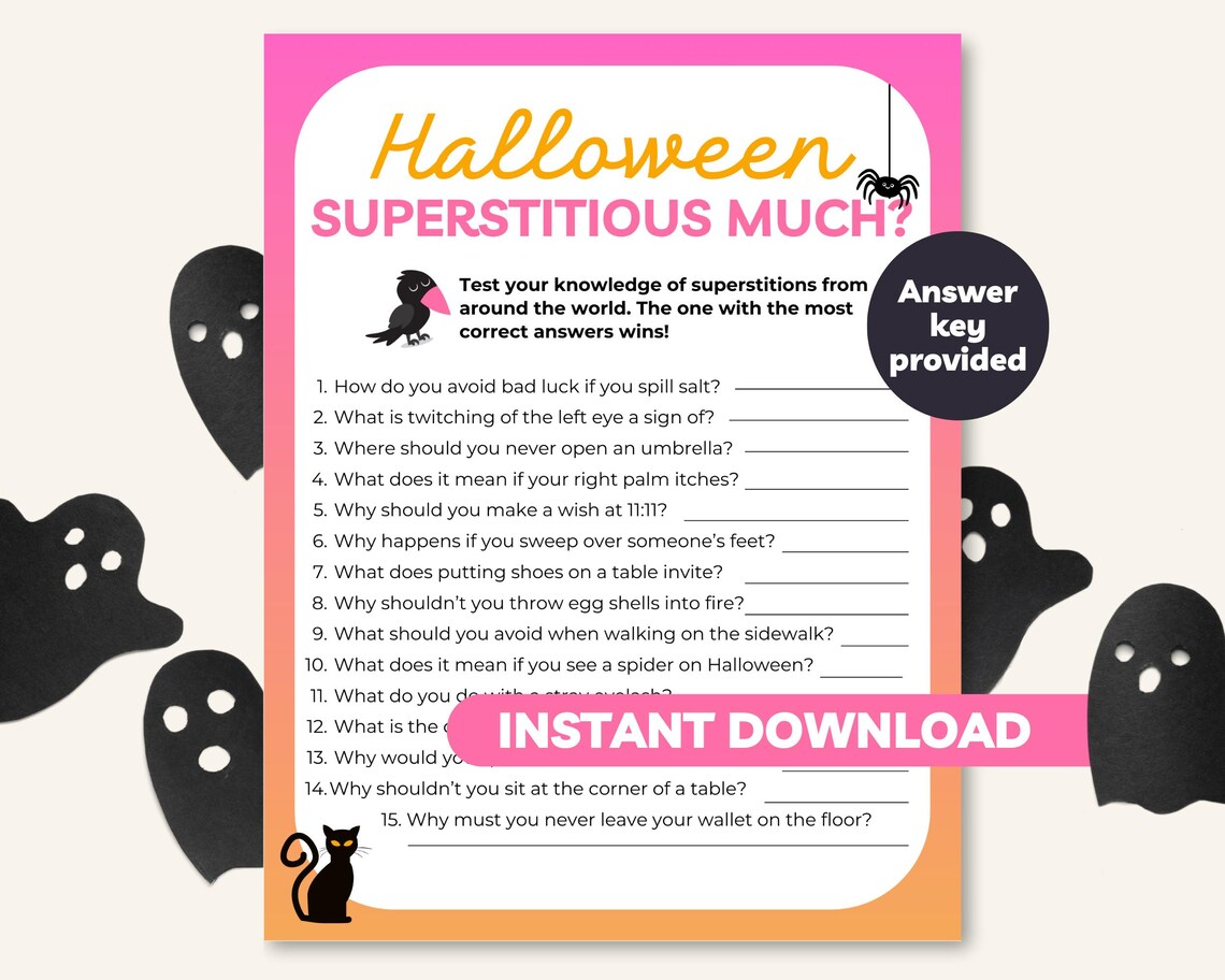 Printable Halloween Superstition Trivia Game With Answers | How ...