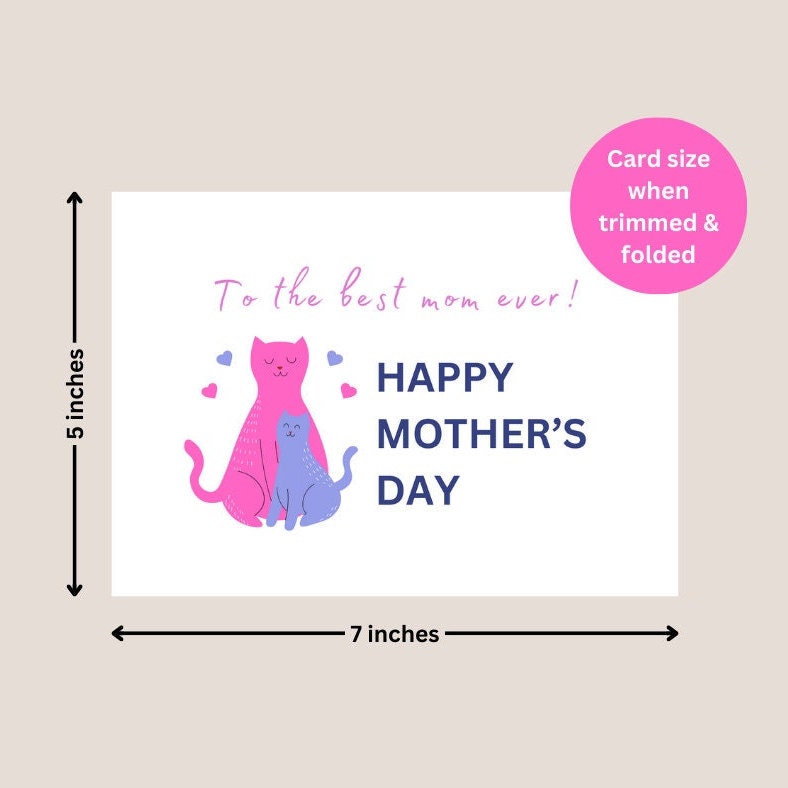 Adorable Cat Mother's Day Card Printable, Purrfect for Wishing Meow ...
