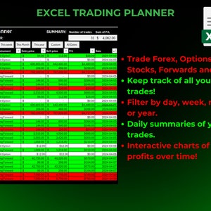 Excel Day Trading Planner. Log Your Trades With Forwards, Forex ...
