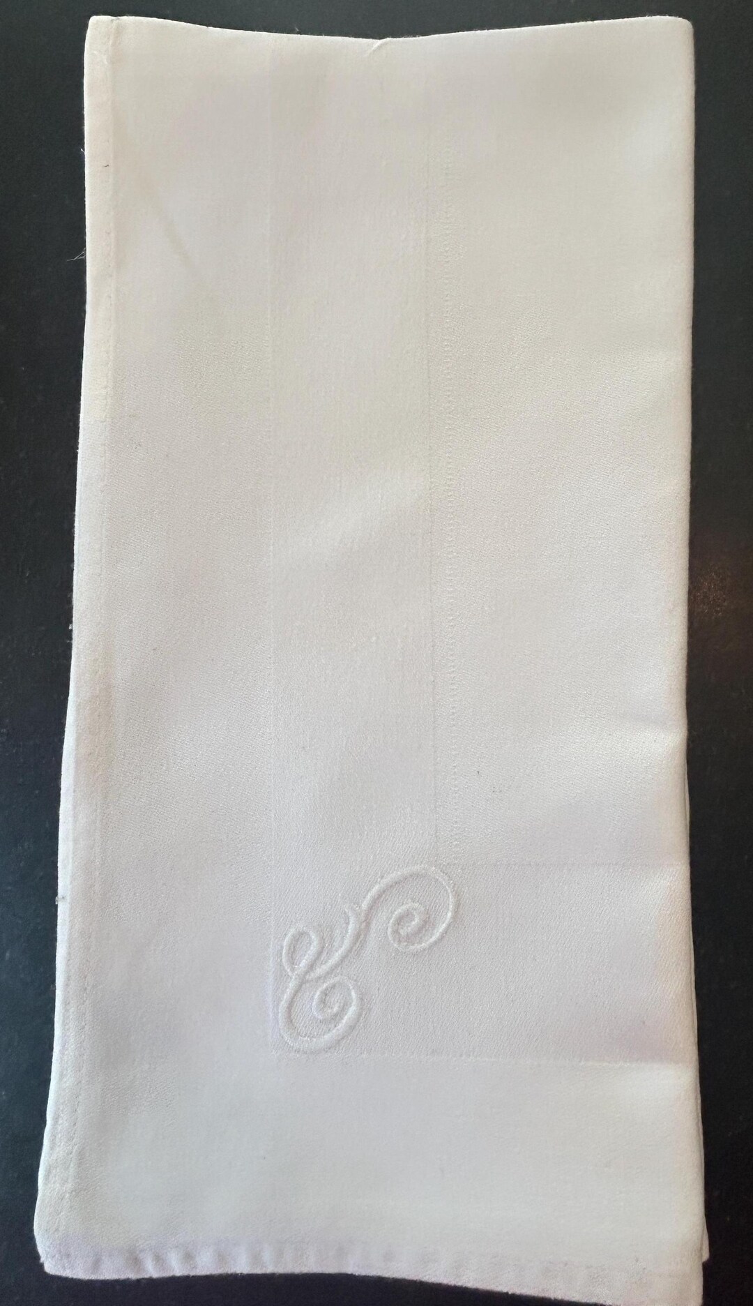 Set of Four Vintage Monogramed White Napkins - Etsy