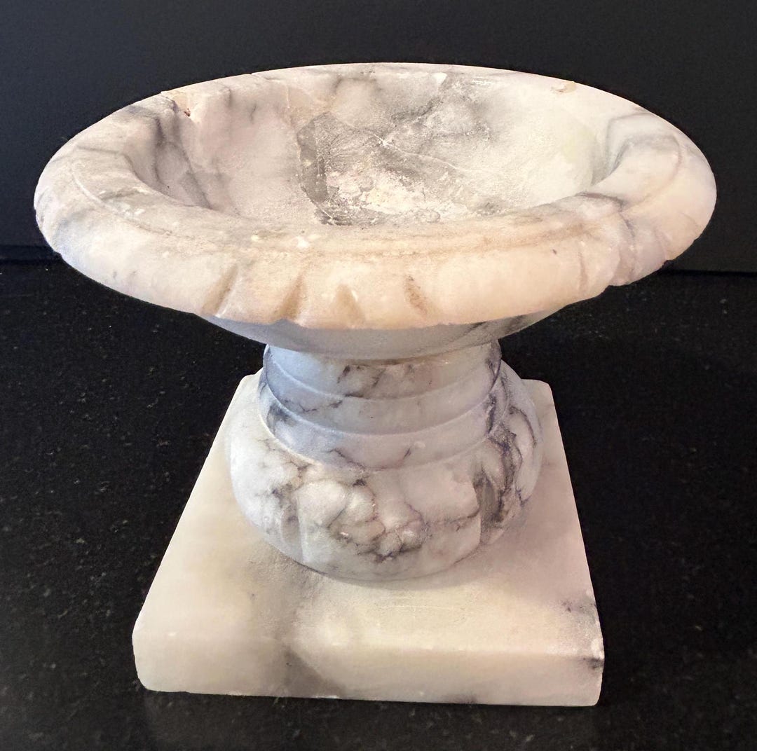 Vintage Alabaster Marble Pedestal Bird Bath - Etsy
