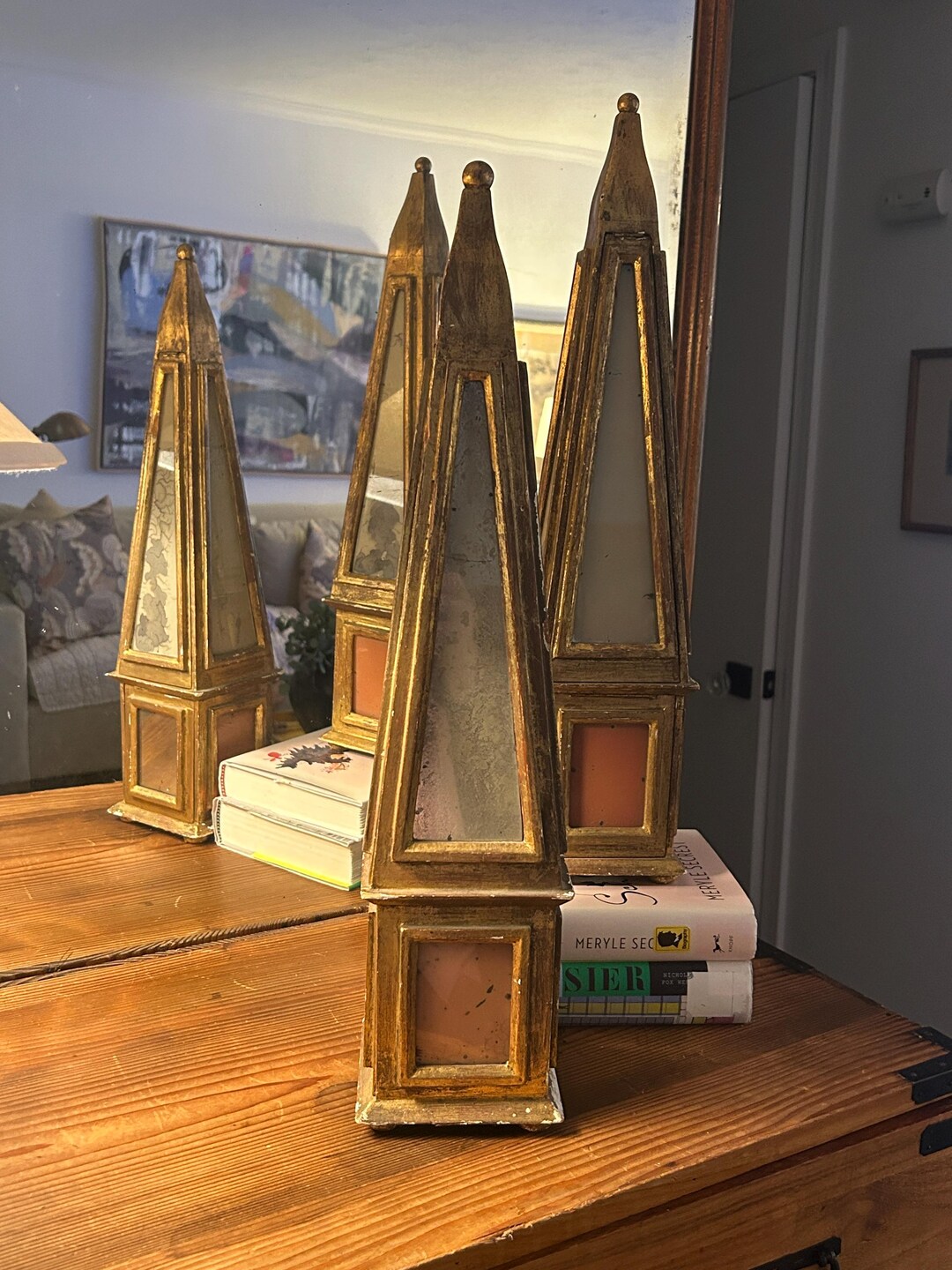 Wood and Mirrored Glass Obelisk With Door - Etsy