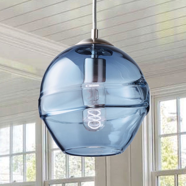 Blown Glass Pendant Light - Etsy