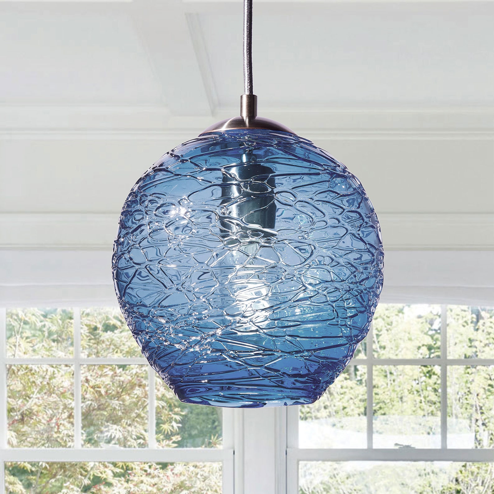 Bluestone Glass Pendant Light – Handblown Stella Globe | Artisan ...