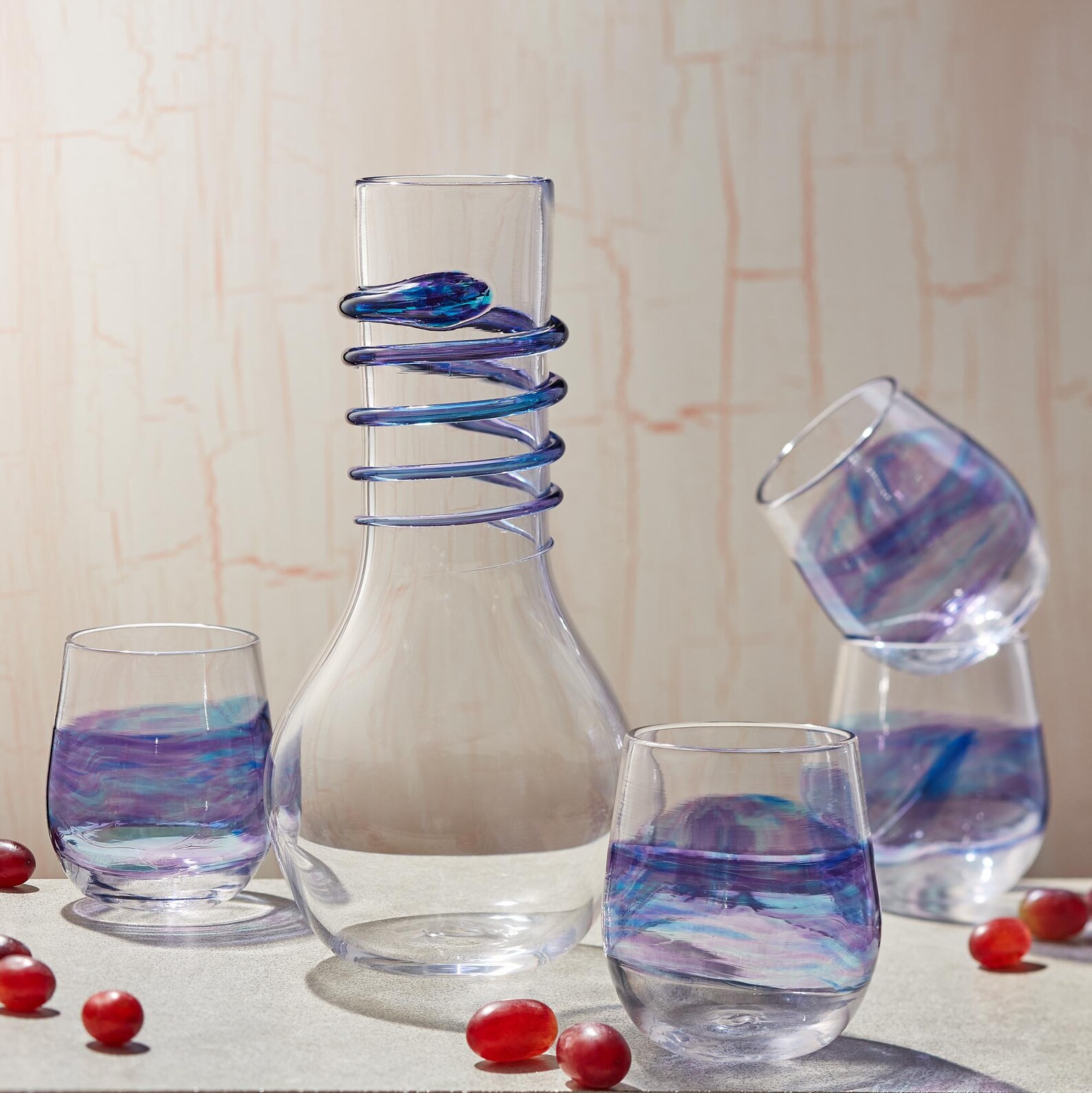 Wine Glass Set. Hand Blown Stemless Wine Cocktail Glasses and | Etsy