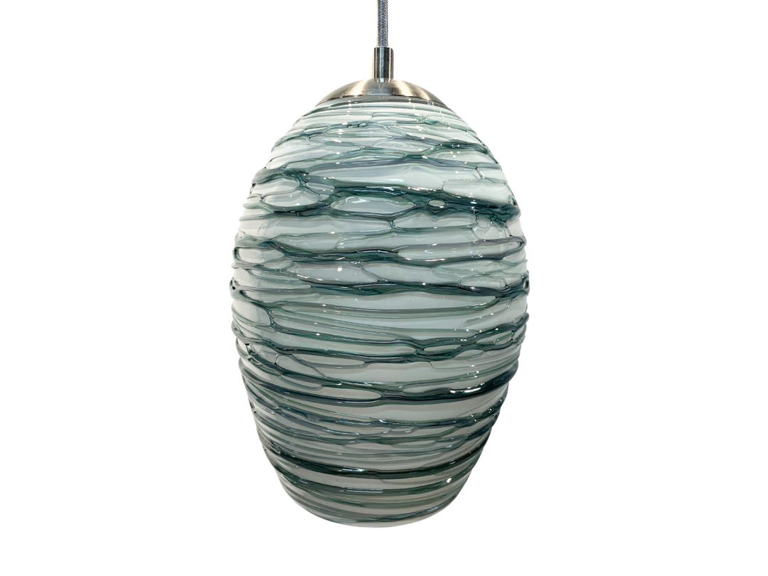 Blue/green Wrap Stella Pendant Light Hand Blown Glass Ready to Ship - Etsy