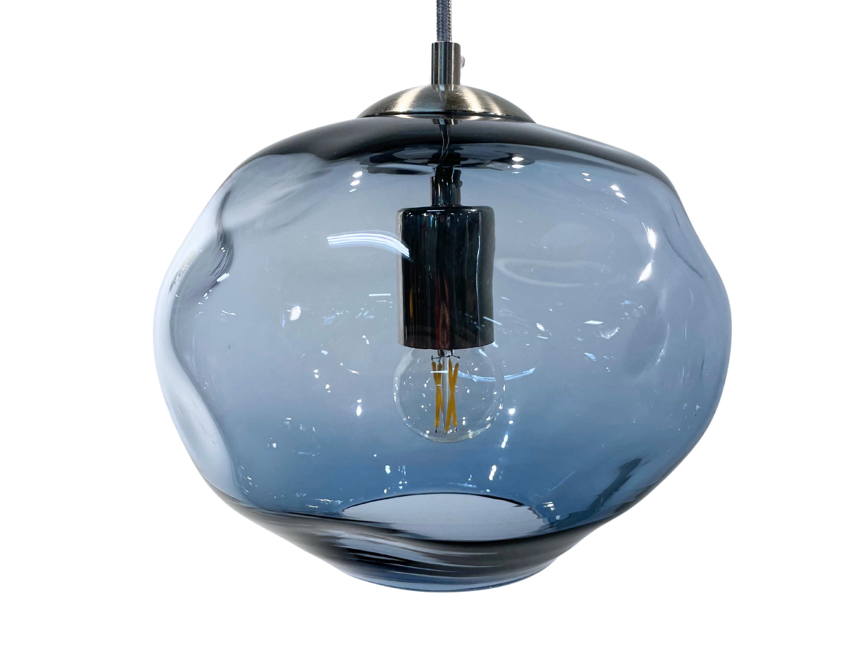 Hand Blown Bluestone Glass Pendant Light • Ready-made! - Etsy
