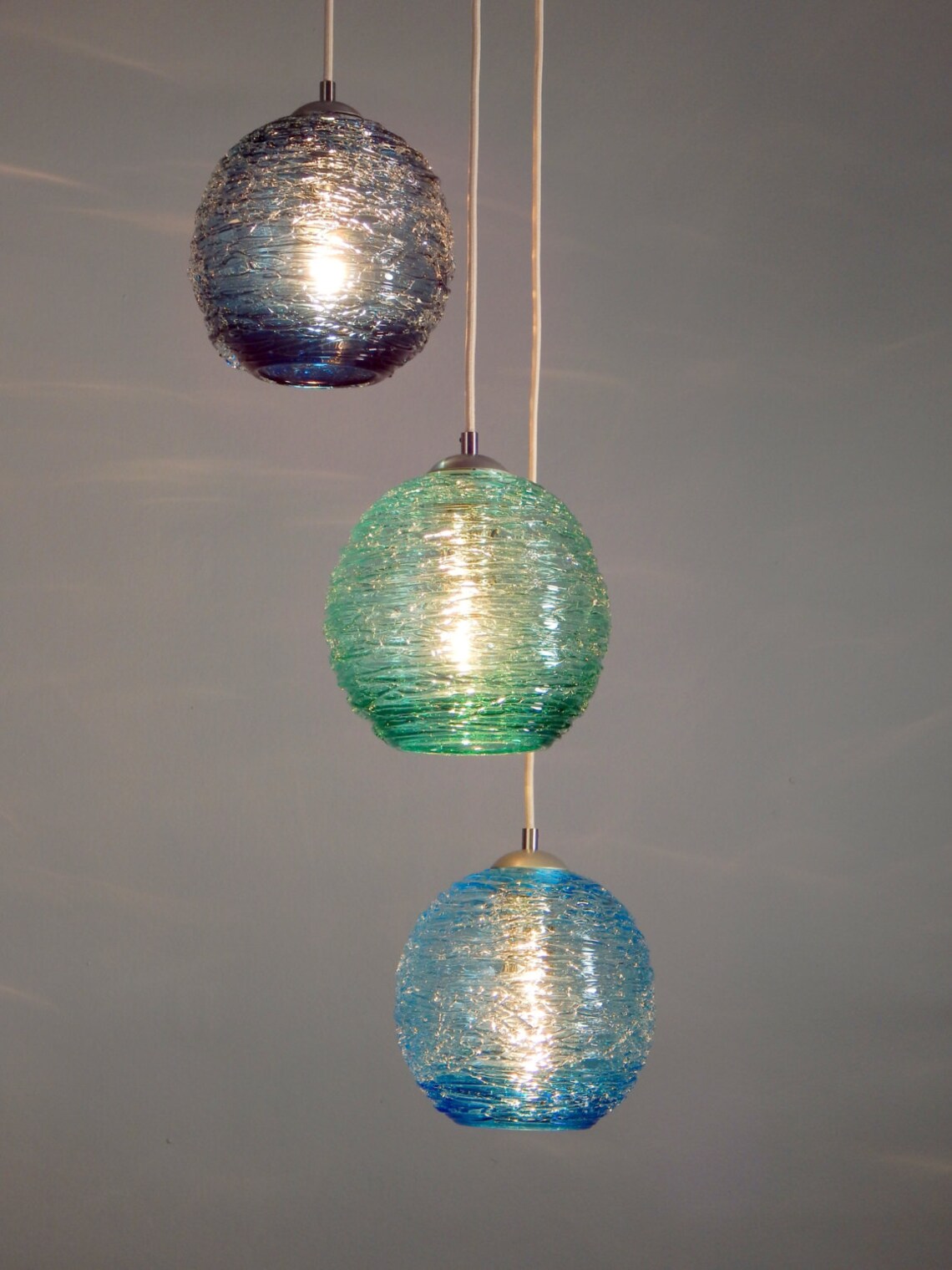 Cluster Pendant Chandelier in Blues and Teal Hand Blown - Etsy Canada