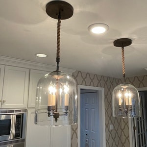 Farmhouse Rope Pendant Light • Hand Blown Glass • Made to Order - Etsy