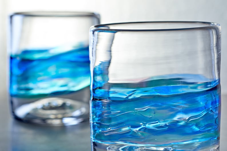 Handblown Rocks Glasses - Colorful Whiskey Tumblers | Set of 4 - Etsy