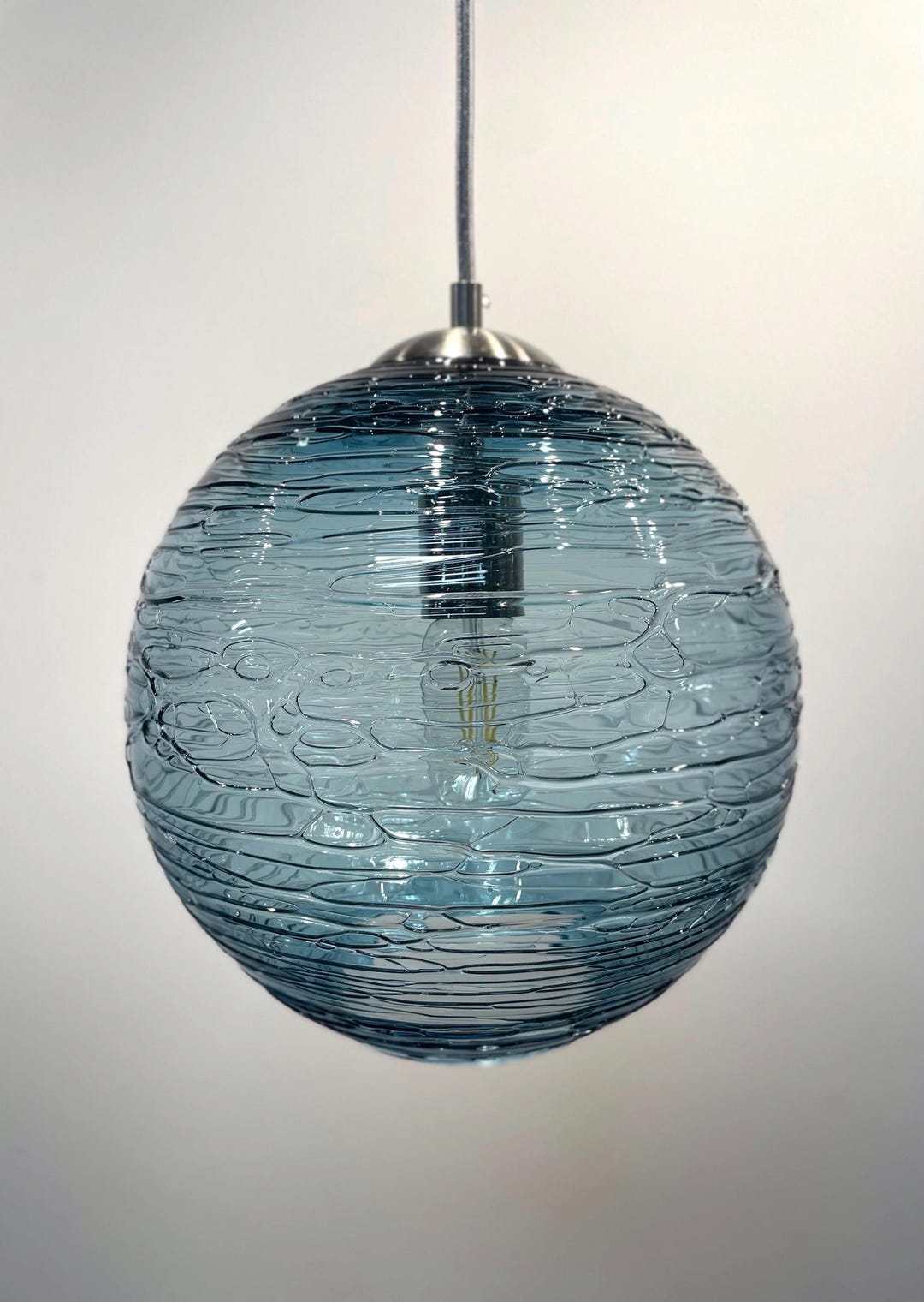 Bluestone Stella Pendant Light Hand Blown Glass Ready to Ship - Etsy