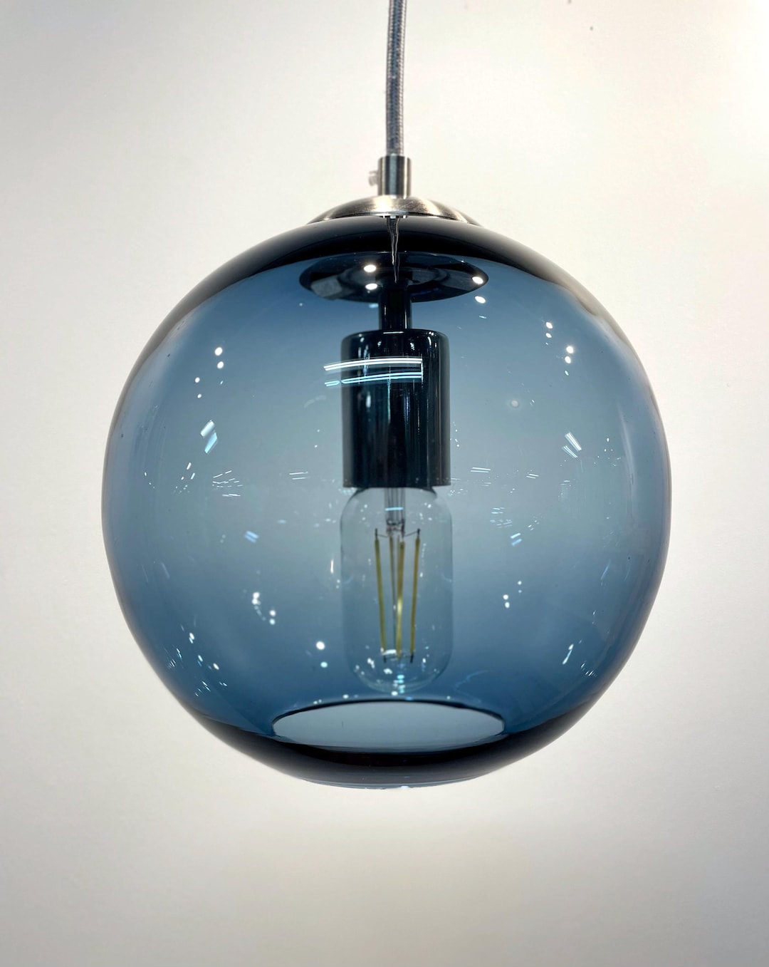 Metro Bluestone Pendant Light Hand Blown Glass Ready to Ship - Etsy