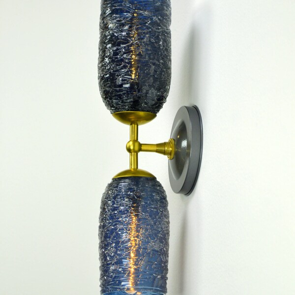Brass and Blue Sconce - Etsy