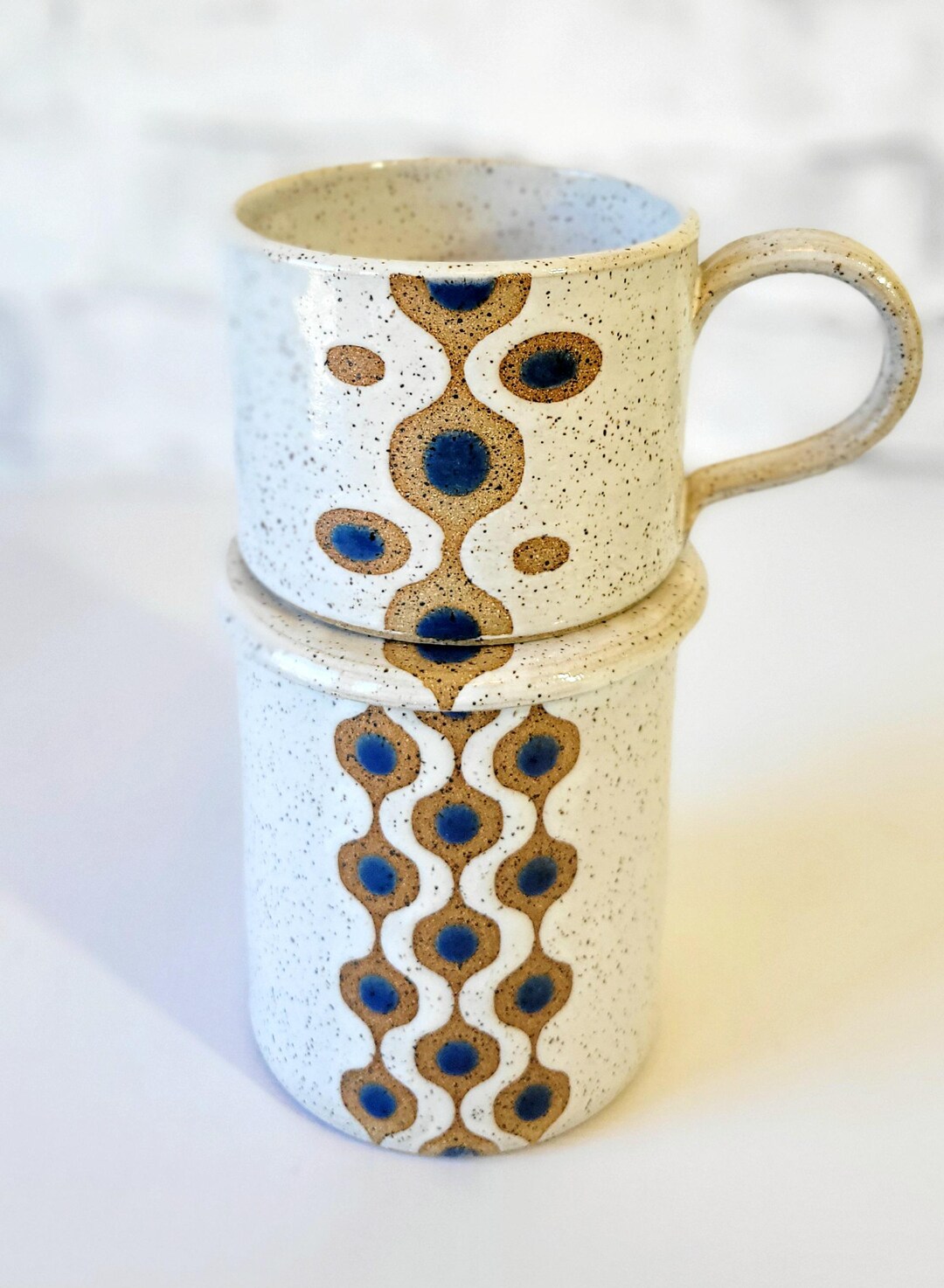 Mid Century Modern Pottery Coffee Set Canister and Mug Set Coffee Bin ...