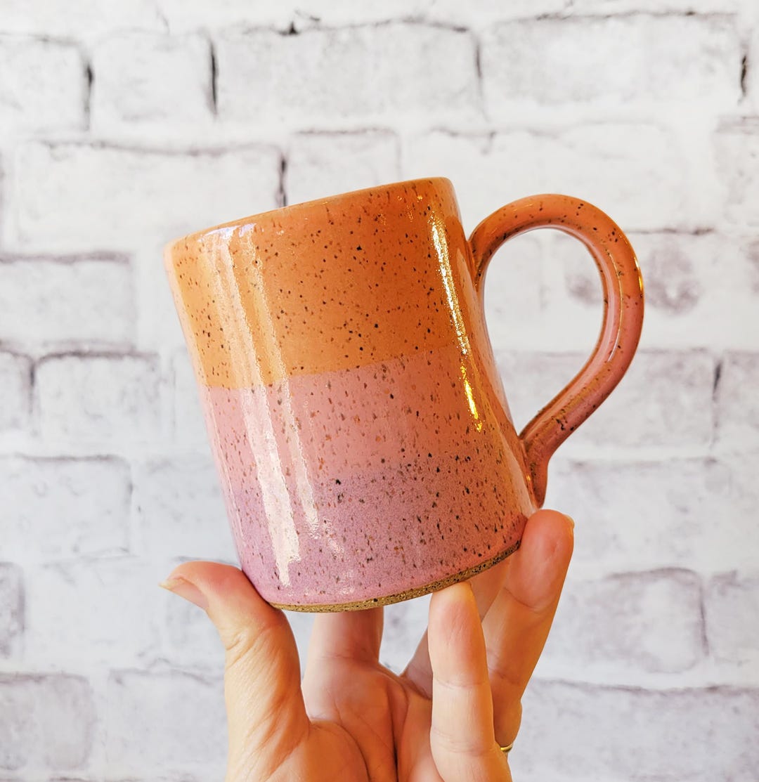 Tangerine and Pink Mug Handmade Pottery Mug Orange Mug Pastel Mug ...