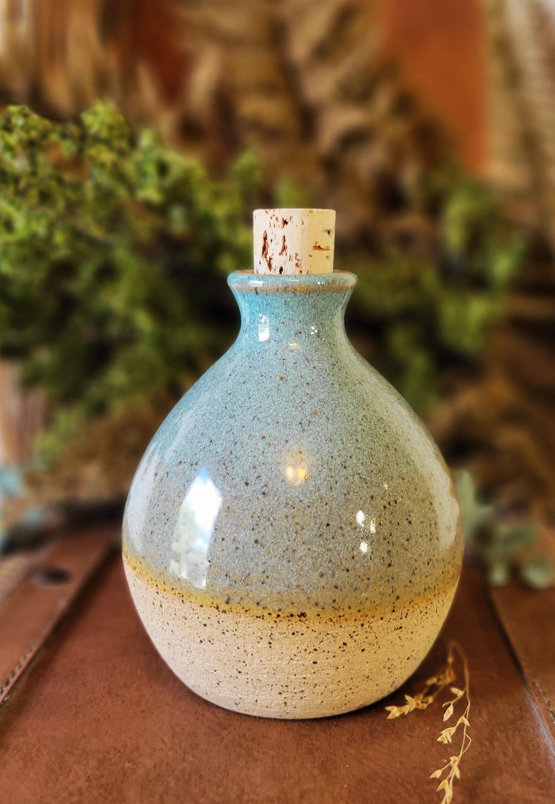 Sage Green Potion Bottle With Cork - Handmade Pottery Container ...