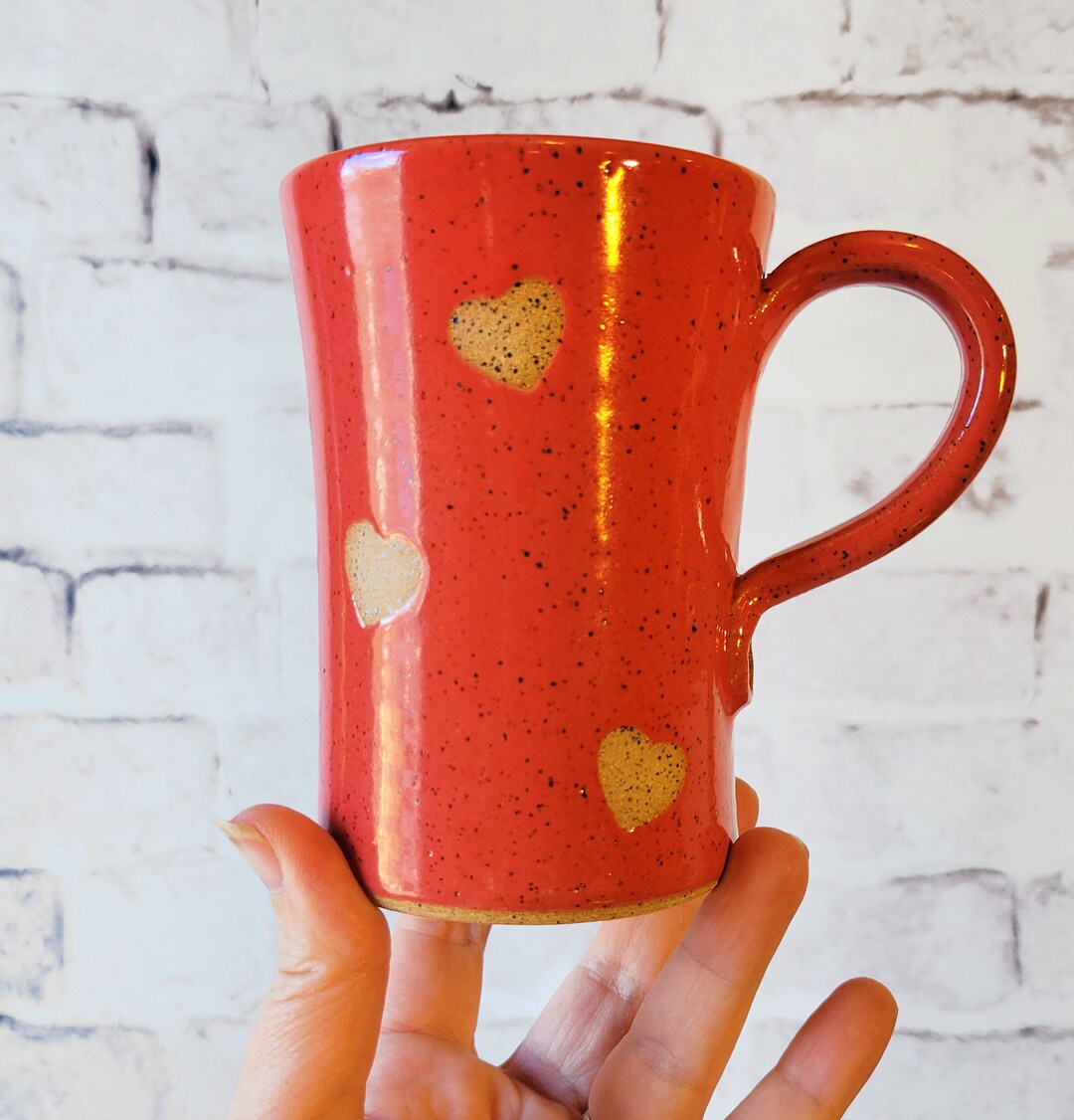 Slender Heart Mug Ceramic Heart Mug Mug With Hearts Valentine's Day ...