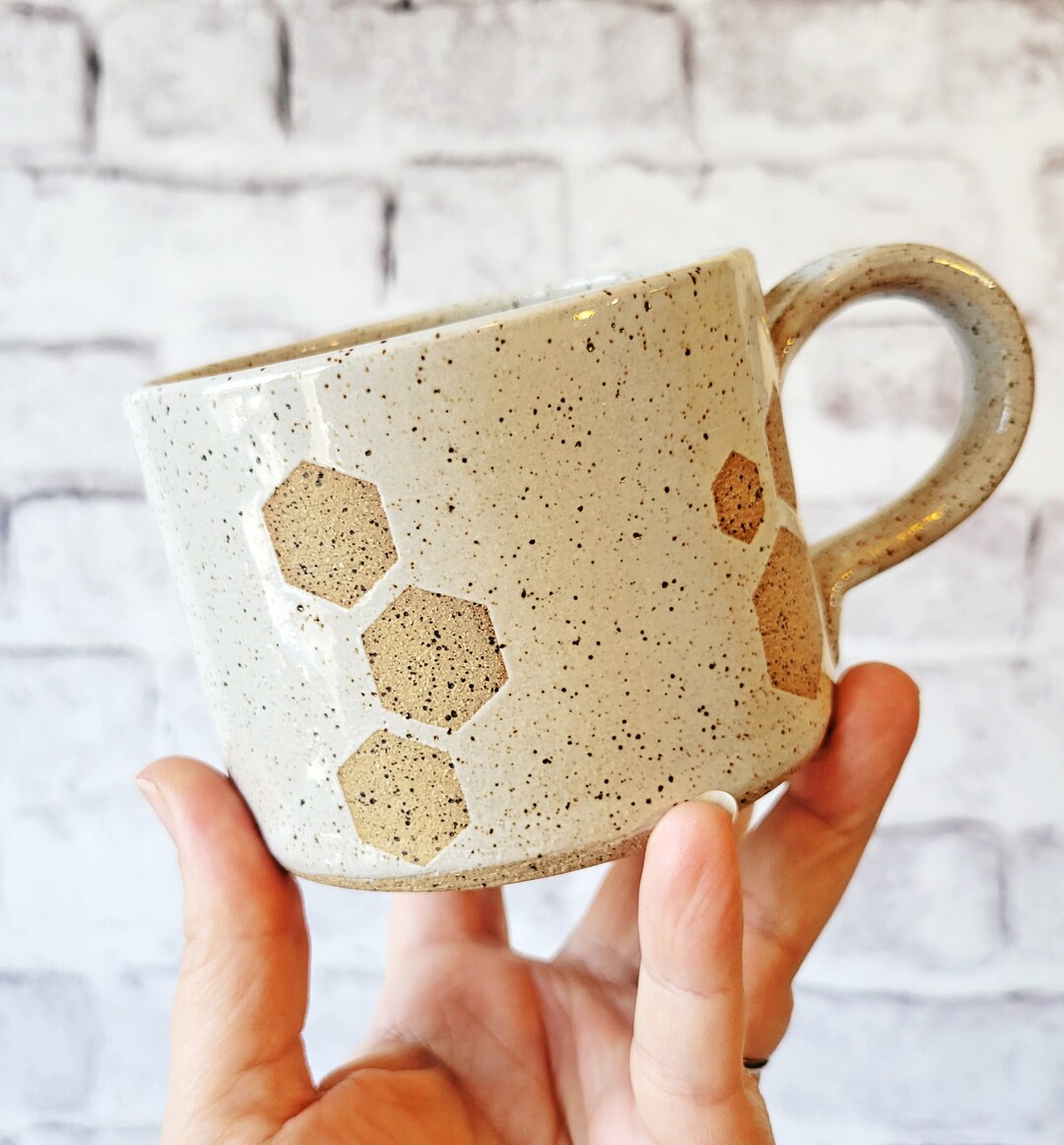 Honeycomb Mug Handmade Pottery Mug White Tea Cup - Etsy
