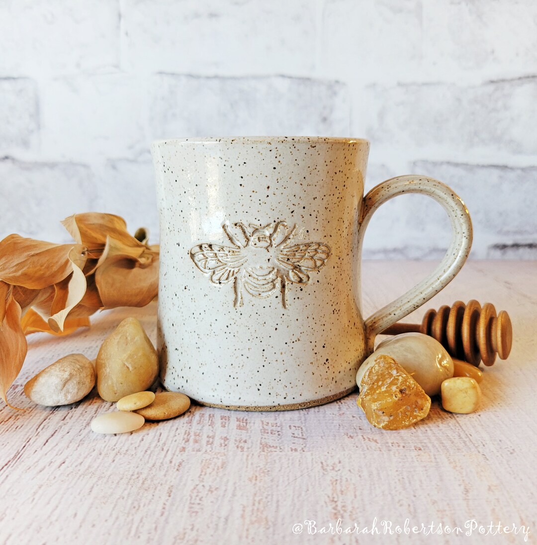 Bee Mug Handmade Pottery Bee Mug White Bee Mug Honeybee Mug Bee Coffee ...